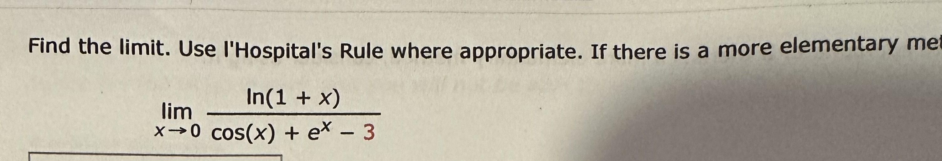 Solved Find the limit. ﻿Use l'Hospital's Rule where | Chegg.com