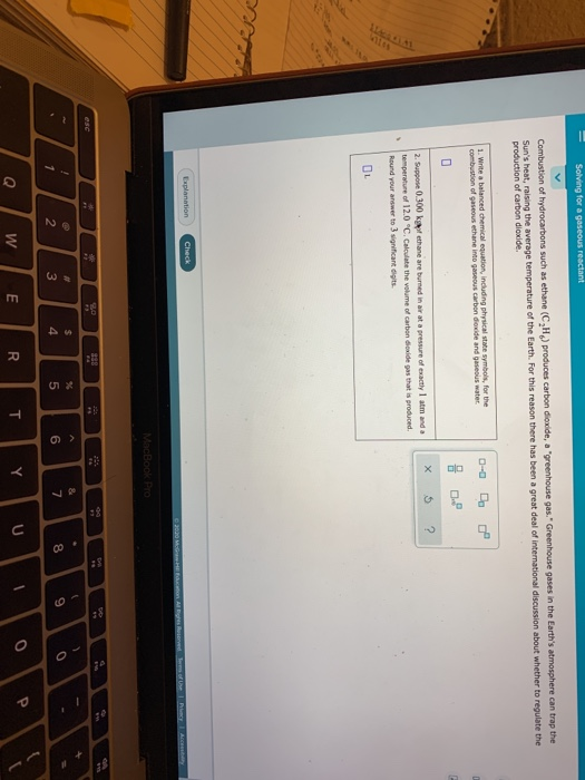 Solved Solving for a gaseous reactant Combustion of | Chegg.com