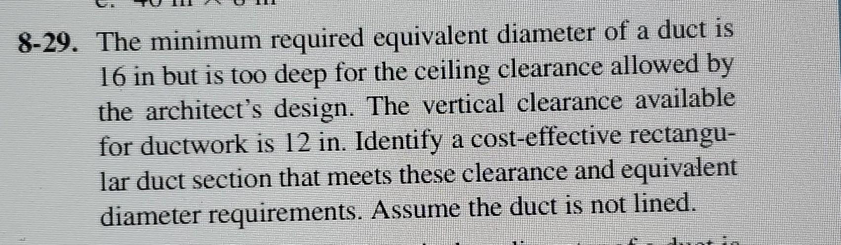 Solved 8-29. The minimum required equivalent diameter of a | Chegg.com