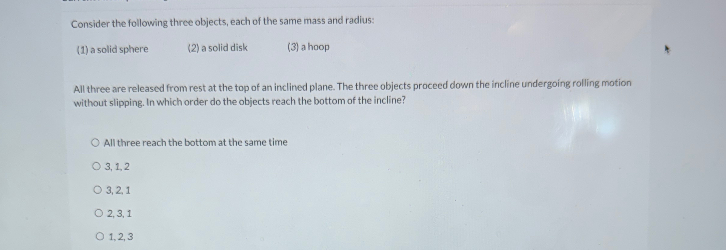 Solved Consider the following three objects, each of the | Chegg.com
