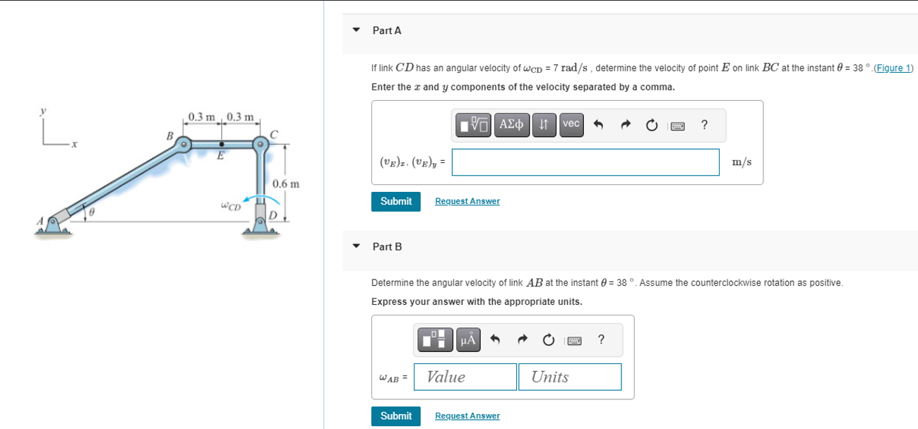Solved Part AIf link CD ﻿has an angular velocity of | Chegg.com