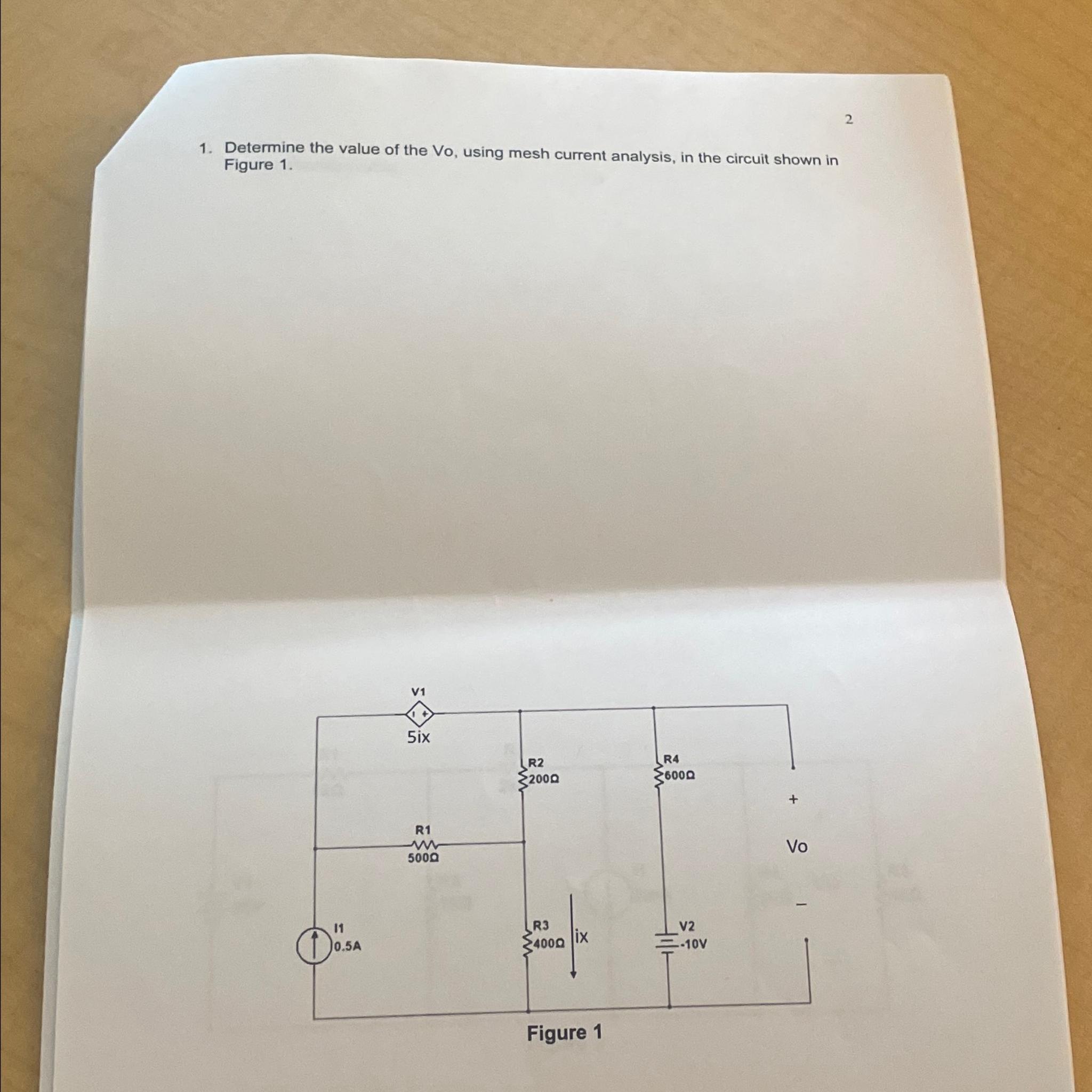 Solved 2Determine the value of the Vo, ﻿using mesh current | Chegg.com