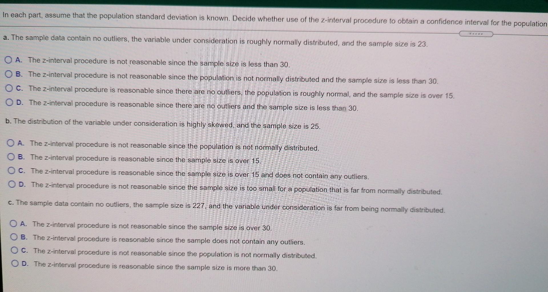 Solved In each part, assume that the population standard | Chegg.com