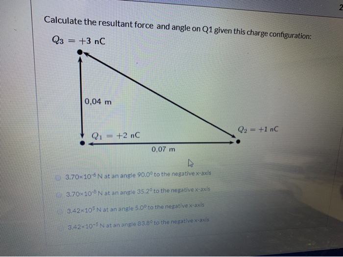Solved Calculate the resultant force and angle on Q1 given | Chegg.com