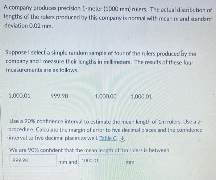 Solved A company produces precision 1-meter (1000 mm) | Chegg.com