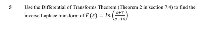 Solved Use the Differential of Transforms Theorem (Theorem 2 | Chegg.com