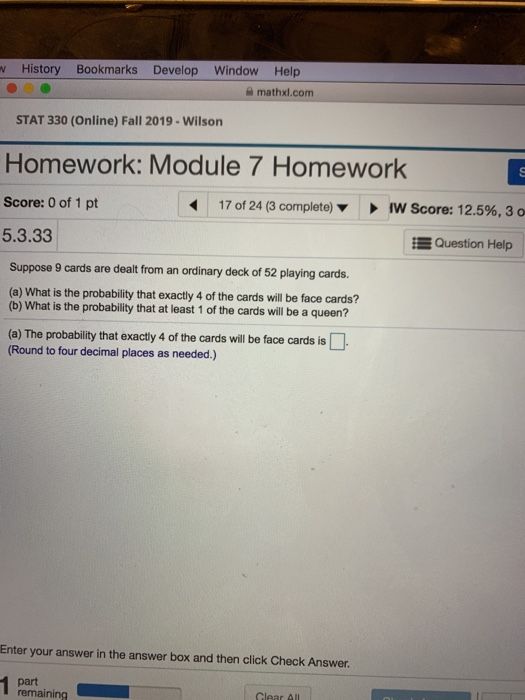 Solved W History Bookmarks Develop Window Help mathxl.com | Chegg.com