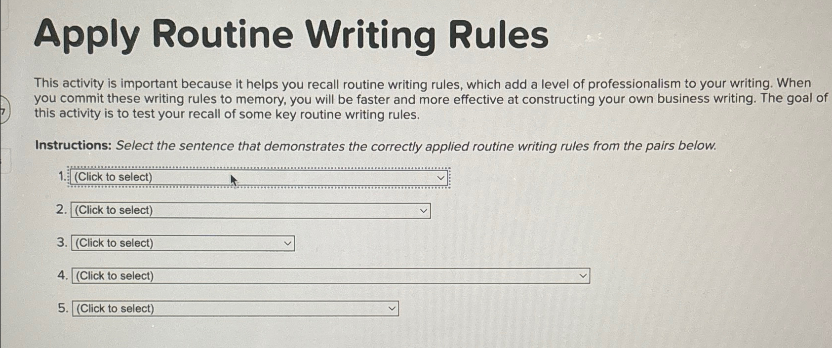 Solved Apply Routine Writing RulesThis activity is important | Chegg.com