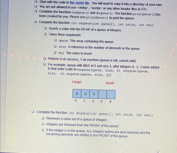 Solved Finelude ciostreams using namespace std; int enqueue | Chegg.com