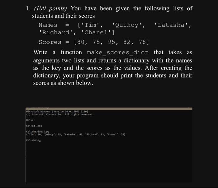 Solved 1. (100 points) You have been given the following | Chegg.com