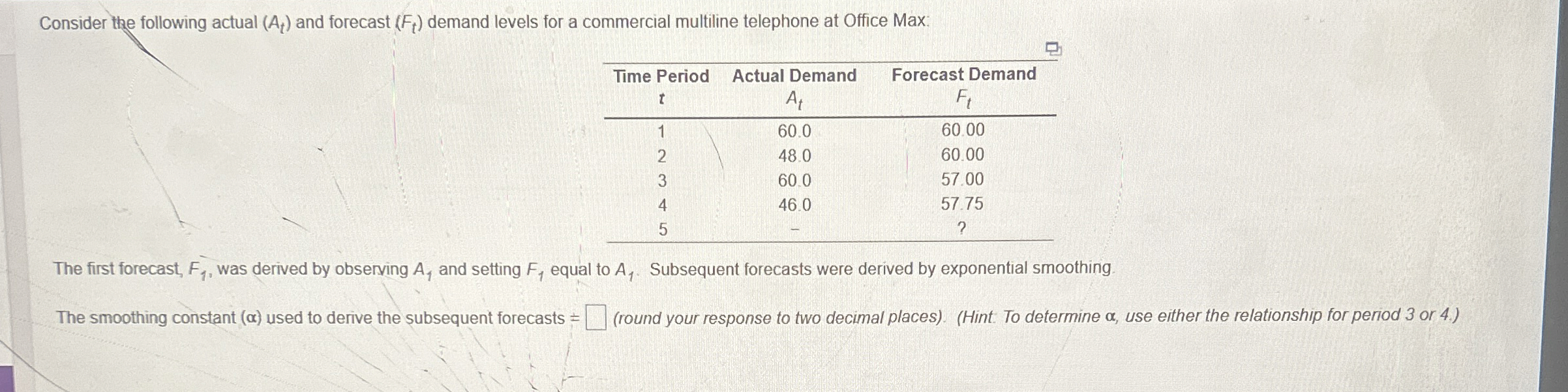Solved Consider the following actual (At) ﻿and forecast (Ft) | Chegg.com