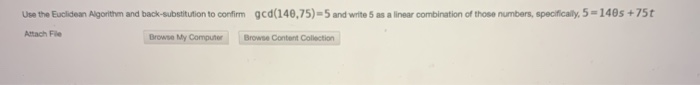 Solved Use The Euclidean Algorithm And Back Substitution To 1844
