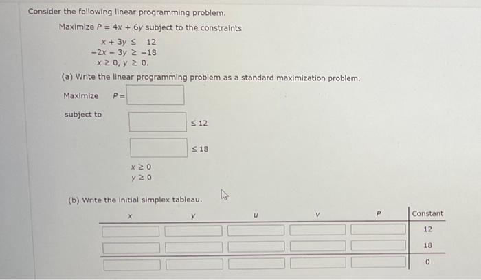 Solved Consider the following linear programming problem. | Chegg.com
