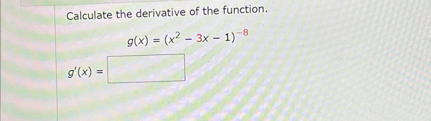 Solved Calculate the derivative of the | Chegg.com