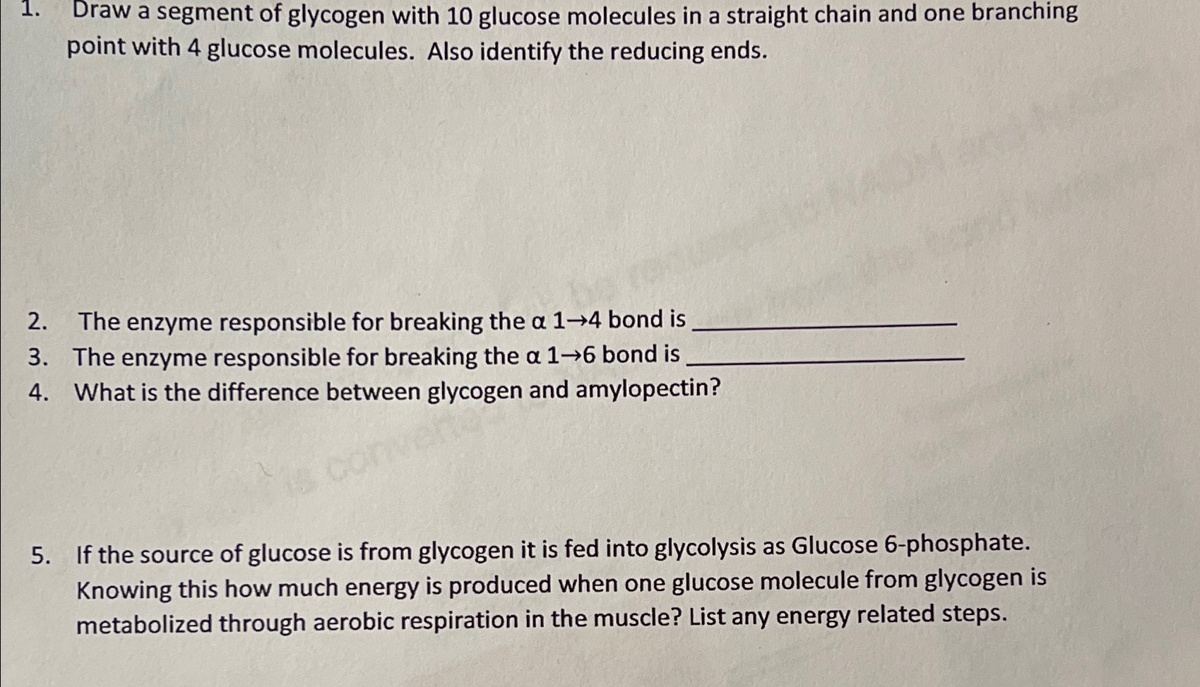 Solved Draw a segment of glycogen with 10 ﻿glucose molecules | Chegg.com