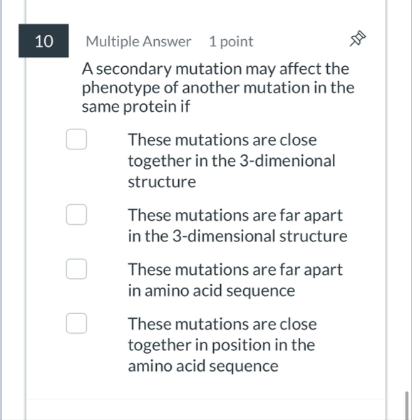 Solved Multiple Answer1 ﻿pointA secondary mutation may | Chegg.com