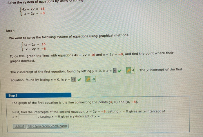 Solved Solve the system of equations by using grapy. 4x - 2y | Chegg.com