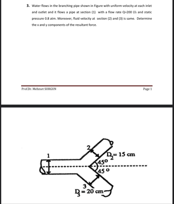 Solved Water flows in the branching pipe shown in Figure | Chegg.com