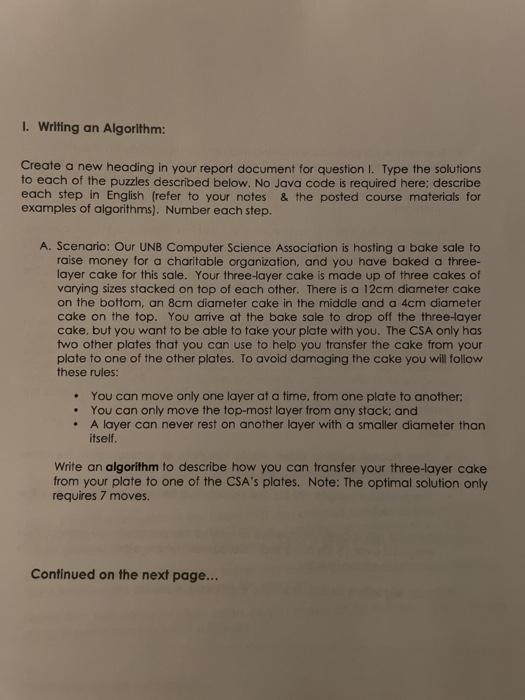 Solved 1. Writing an Algorithm: Create a new heading in your | Chegg.com