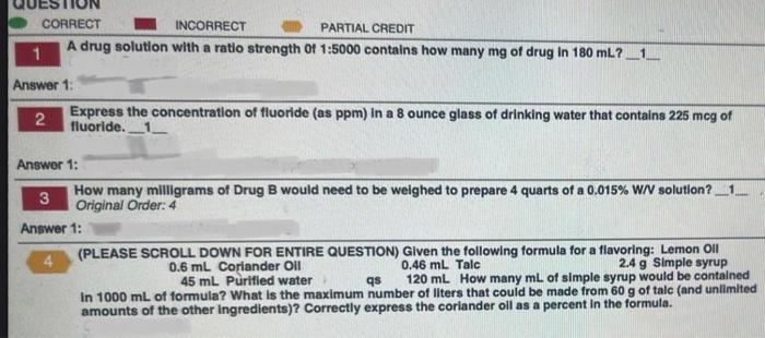 Solved A drug solution with a ratio strength of 1:5000 | Chegg.com