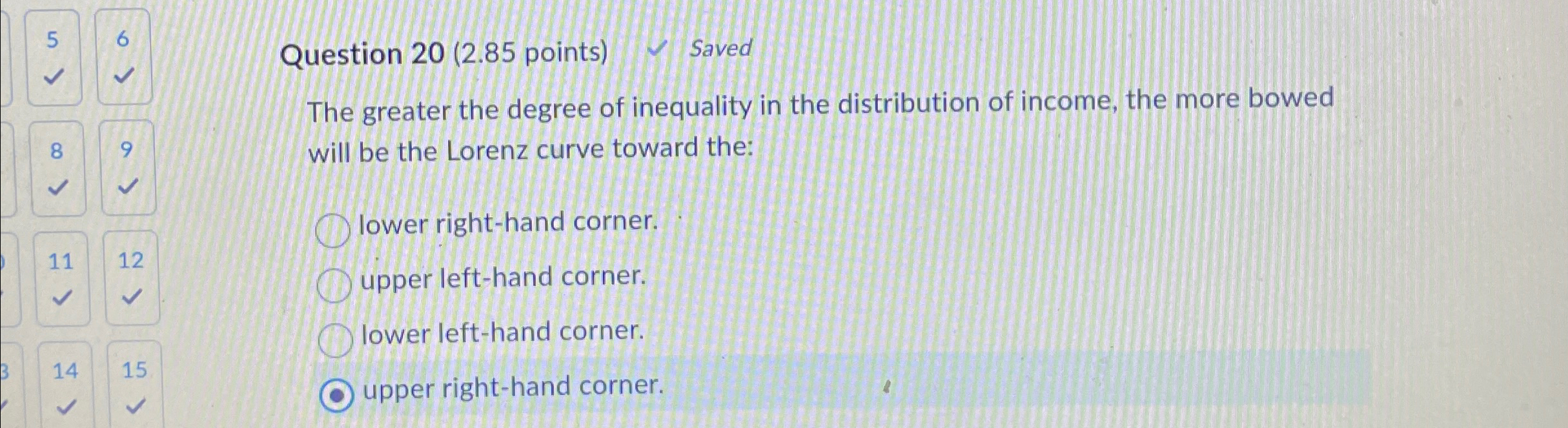 Solved 56 Question 20 ( 2.85 ﻿points) ﻿SavedThe greater the | Chegg.com