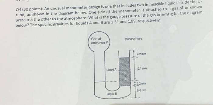 Solved Q4 (30 points): An unusual manometer design is one | Chegg.com