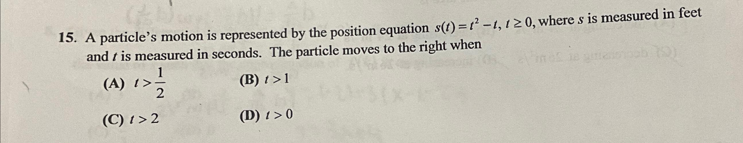 Solved A particle's motion is represented by the position | Chegg.com