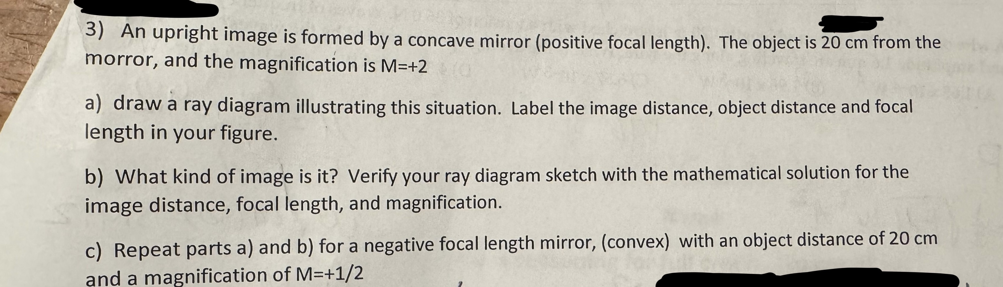 Solved An upright image is formed by a concave mirror | Chegg.com