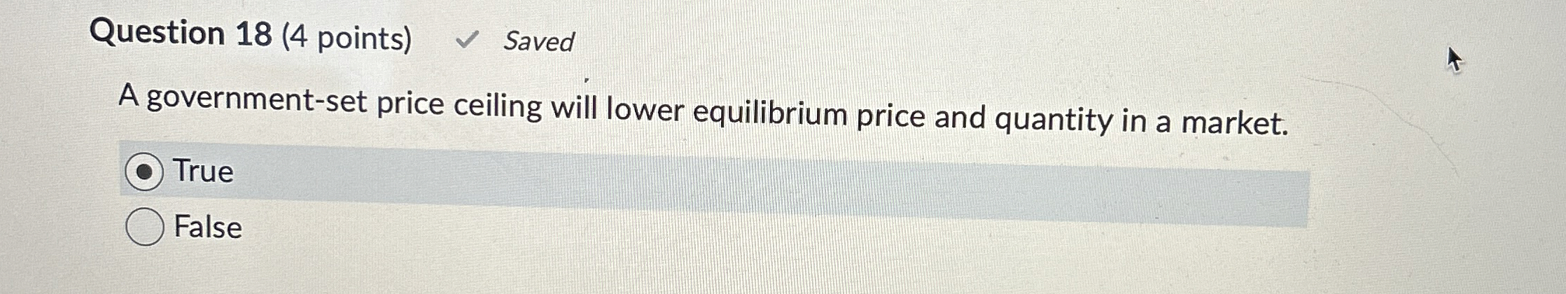 Solved Question 18 (4 ﻿points) ﻿SavedA government-set price | Chegg.com