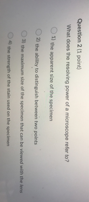 Solved Question 2 (1 point) What does the resolving power of | Chegg.com