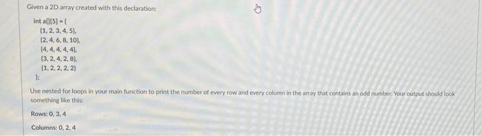 Solved 5 Given A 2d Array Created With This Declaration Int 3846