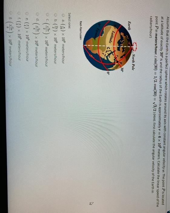 Solved Assume that the Earth is a perfect sphere which | Chegg.com