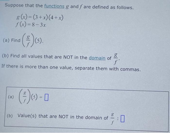 Solved Suppose that the functions g and f are defined as | Chegg.com