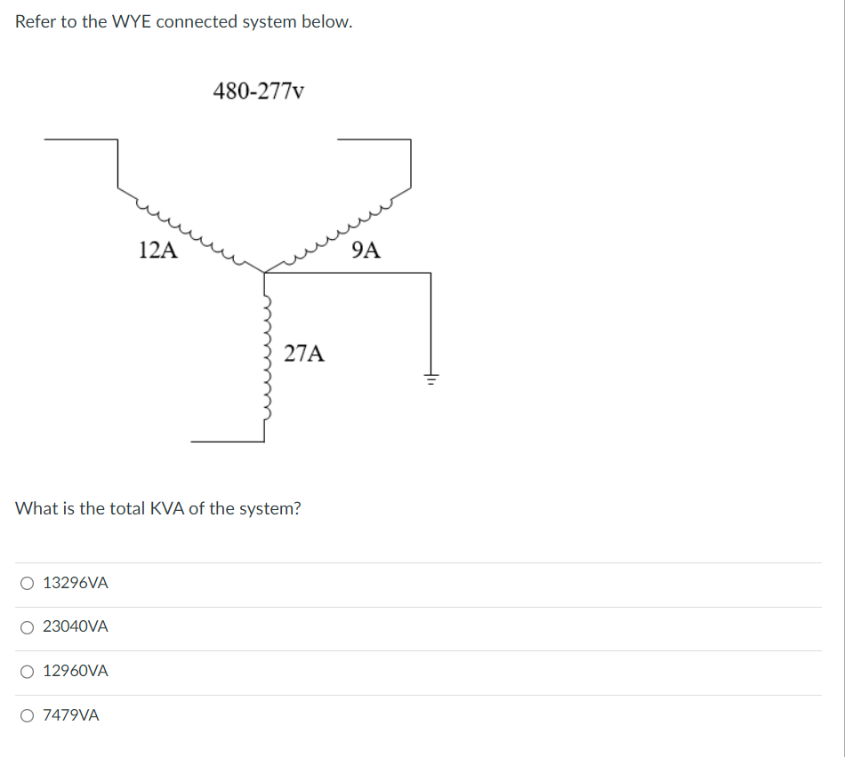 Solved Refer to the WYE connected system below.480-277vWhat | Chegg.com