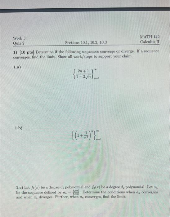 Solved Week 3 Quiz 2 MATH 142 Calculus II Sections 10.1, | Chegg.com