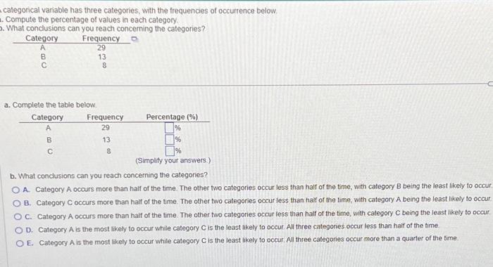 Solved categorical variable has three categories, with the | Chegg.com