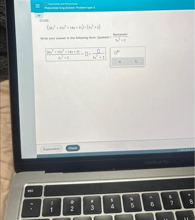 Solved (20x3+15x2+14x+11)+(5x2+2) Write your answer in the | Chegg.com