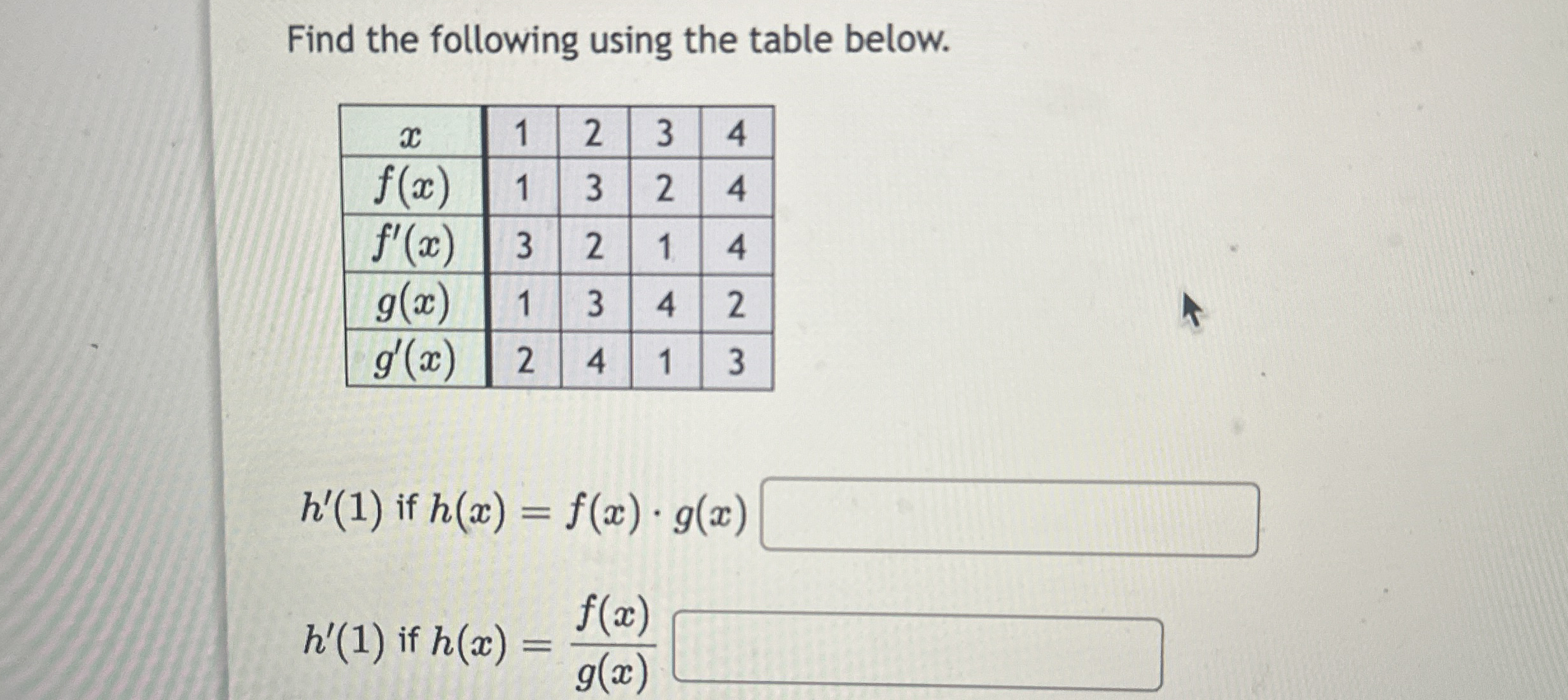 Solved Find the following using the table | Chegg.com