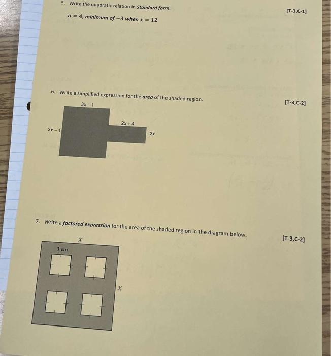 Solved 5. Write the quadratic relation in Standard form. | Chegg.com