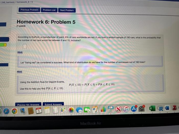 Solved 246 Harrison Homework 6 5 Previous Problem Probler