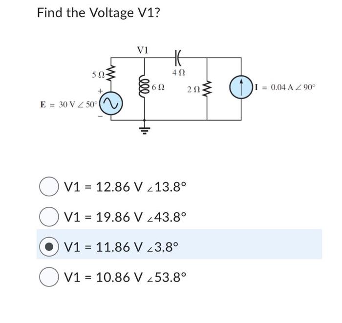 Solved Find the Voltage V1? V1=12.86 V∠13.8∘V1=19.86 | Chegg.com