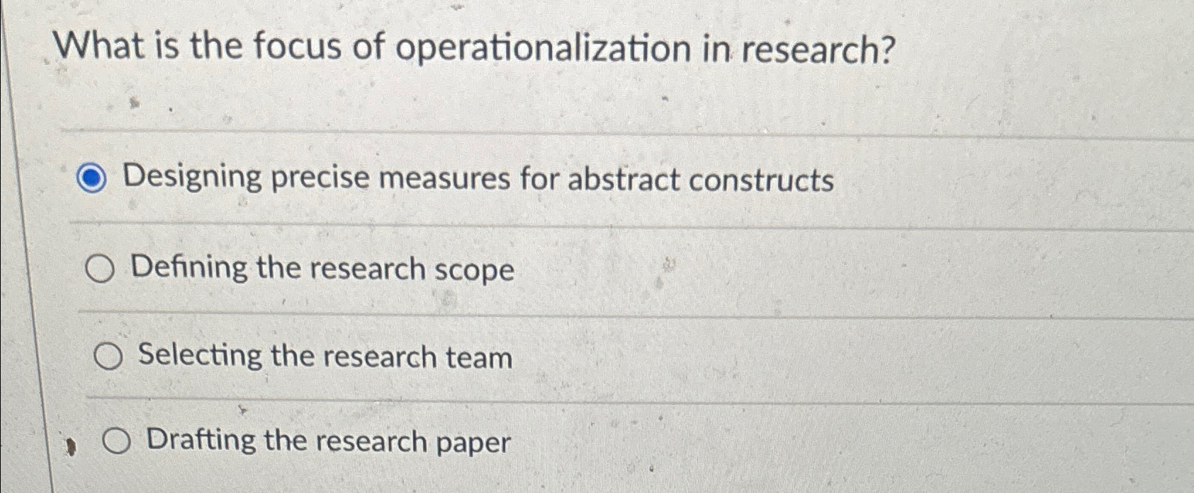 Solved What is the focus of operationalization in | Chegg.com
