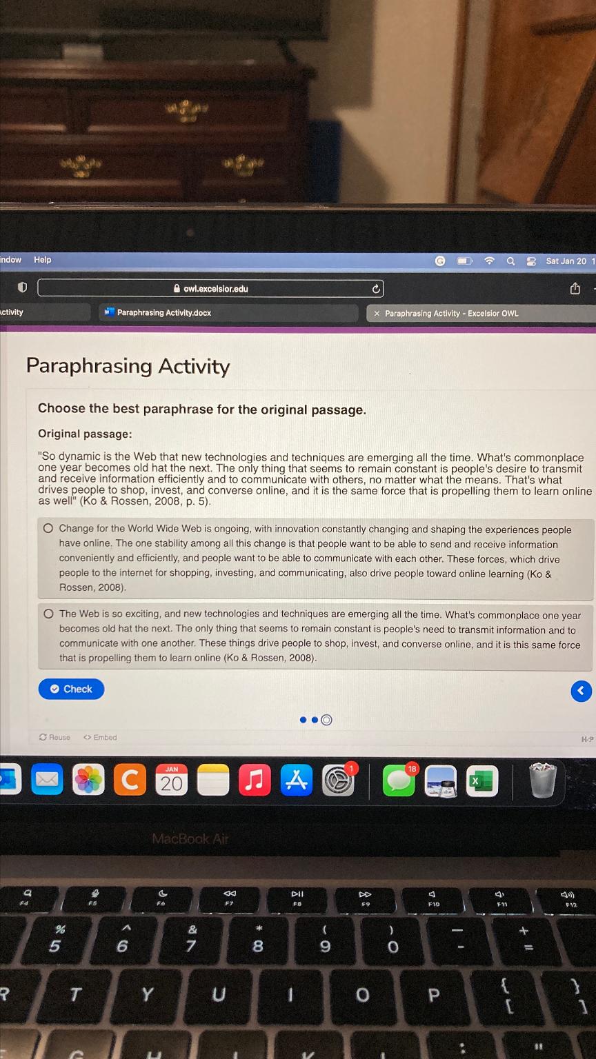 Solved Paraphrasing ActivityChoose the best paraphrase for | Chegg.com