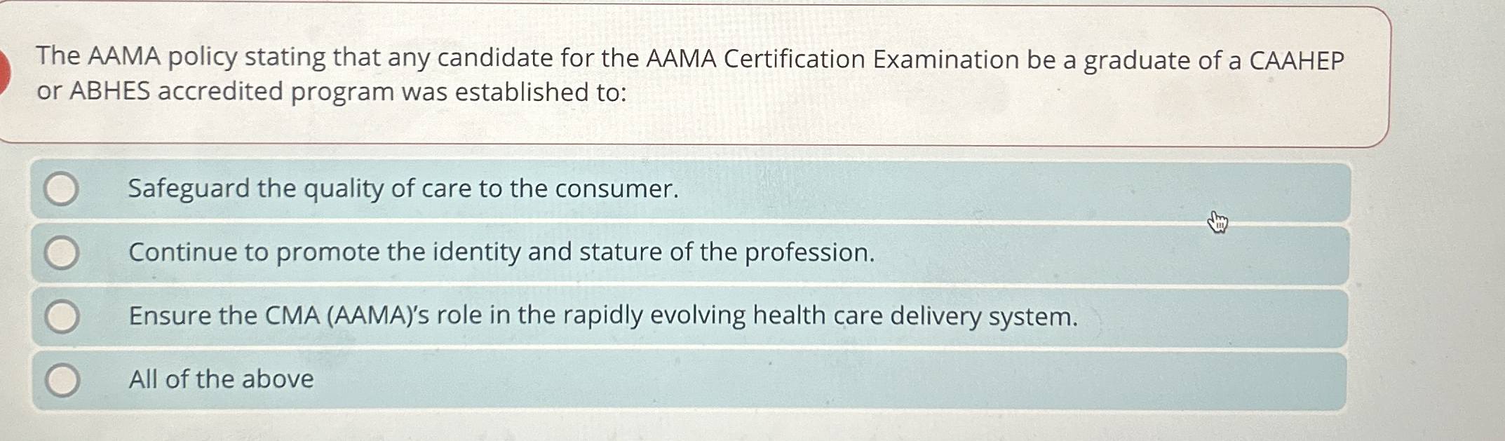 Solved The AAMA policy stating that any candidate for the | Chegg.com