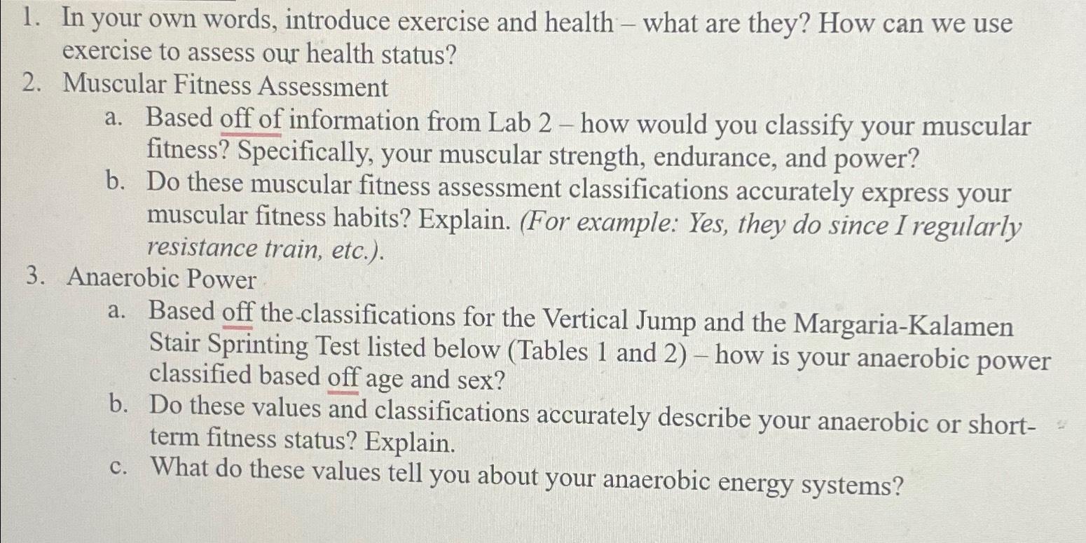 Solved In your own words, introduce exercise and health - | Chegg.com