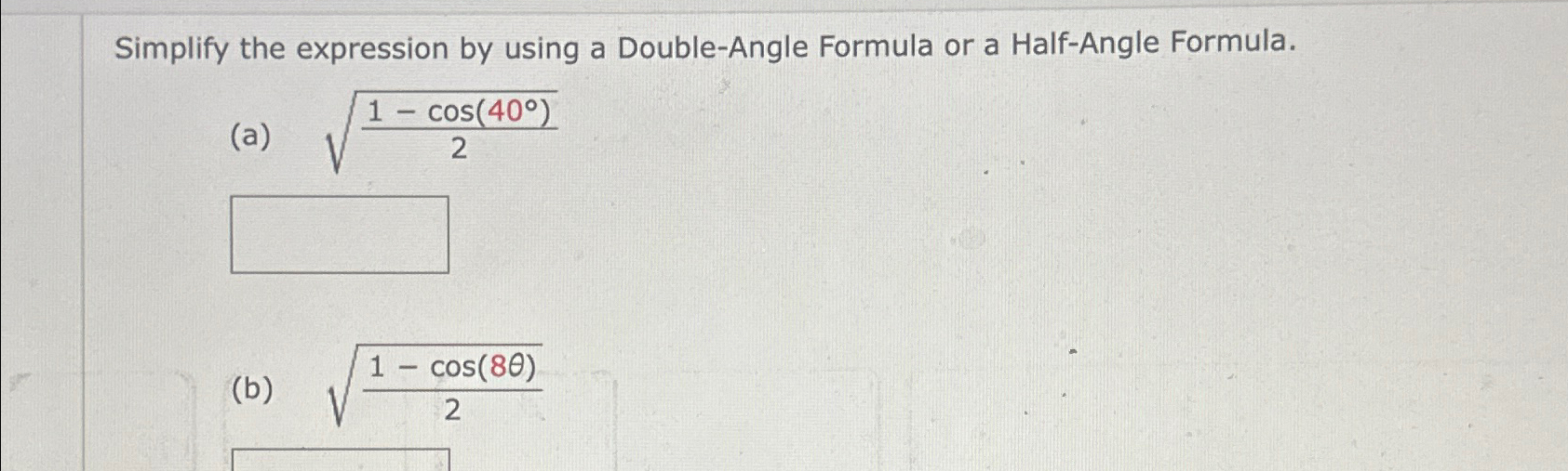 Solved Simplify the expression by using a Double-Angle | Chegg.com