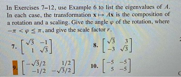In Exercises 7–12, use Example 6 to list the | Chegg.com