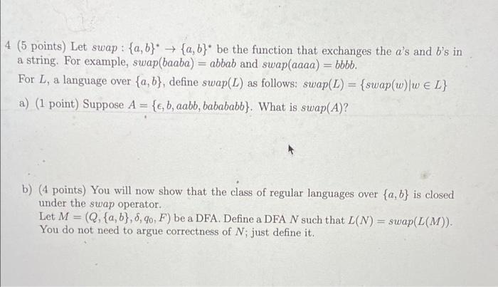 Solved 4 (5 points) Let swap: {a,b} → {a,b} be the function | Chegg.com