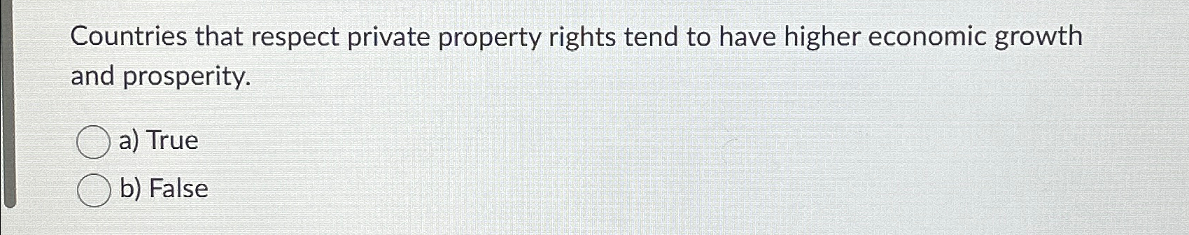 Solved Countries that respect private property rights tend | Chegg.com