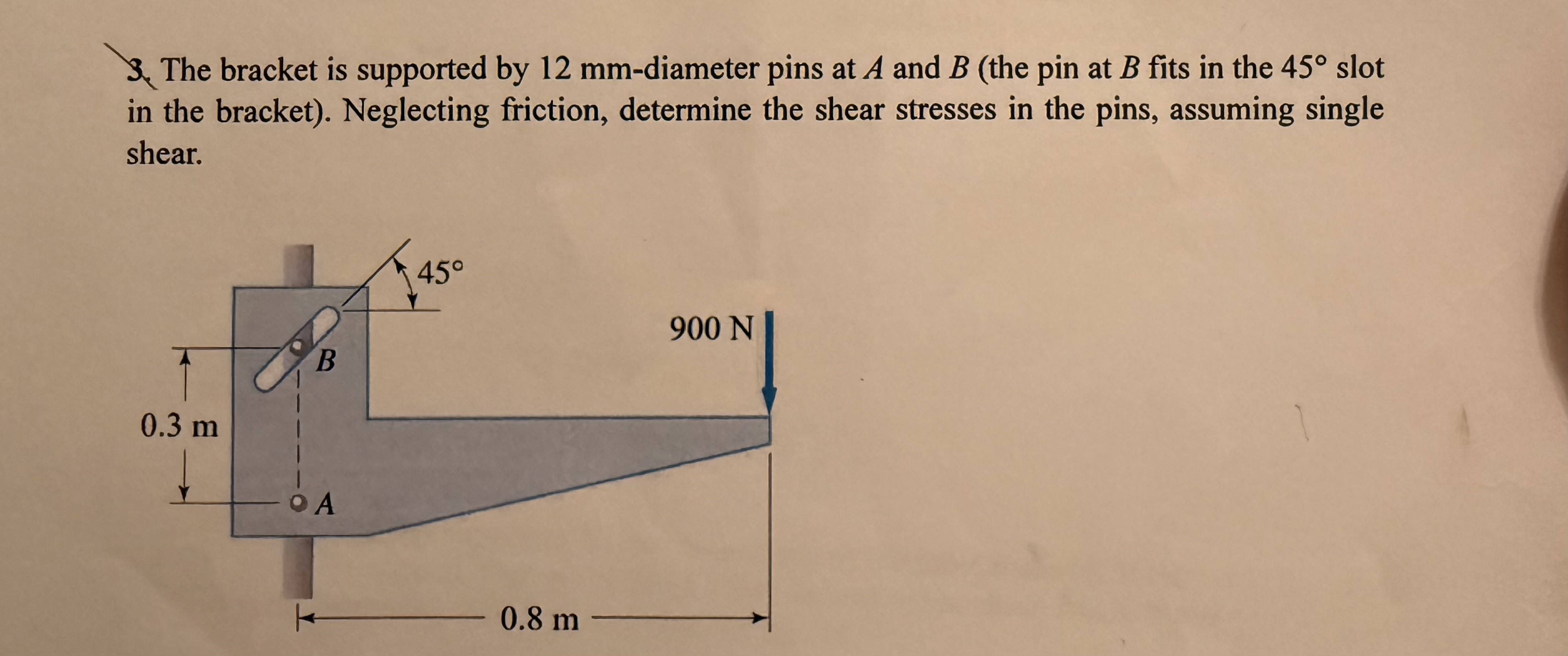 Solved The bracket is supported by 12 ﻿mm -diameter pins at | Chegg.com